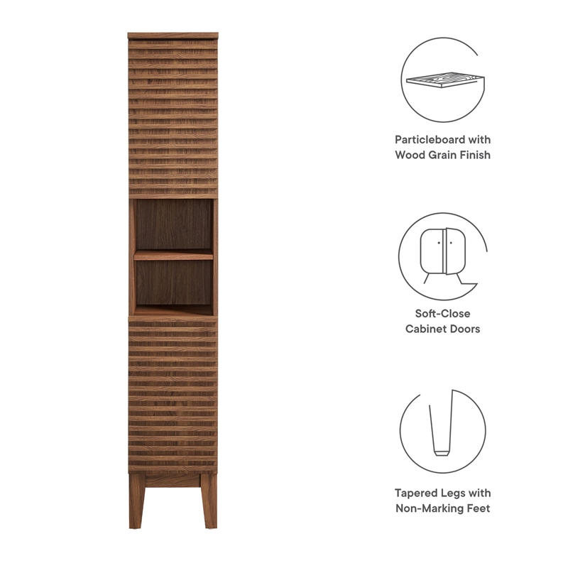 Render Tall Narrow Bathroom Storage Cabinet in Walnut | Cymax Business