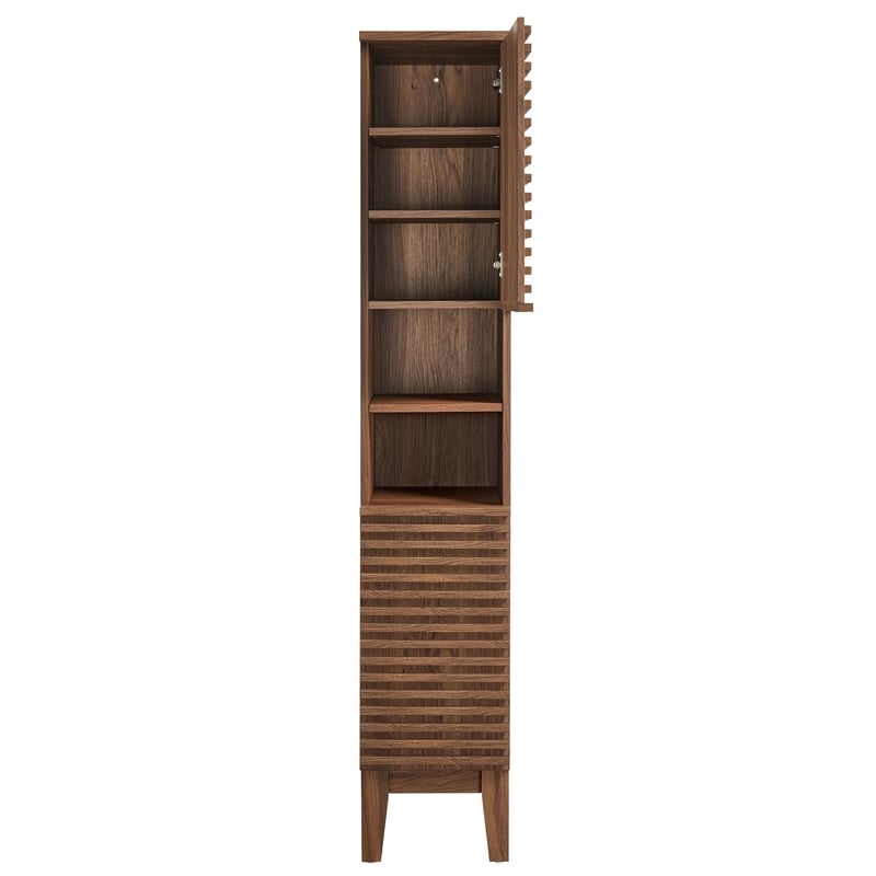 Render Tall Narrow Bathroom Storage Cabinet in Walnut | Cymax Business