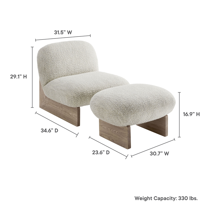 Loyal Accent Chair and Ottoman Set in Pearl Oak | Cymax Business