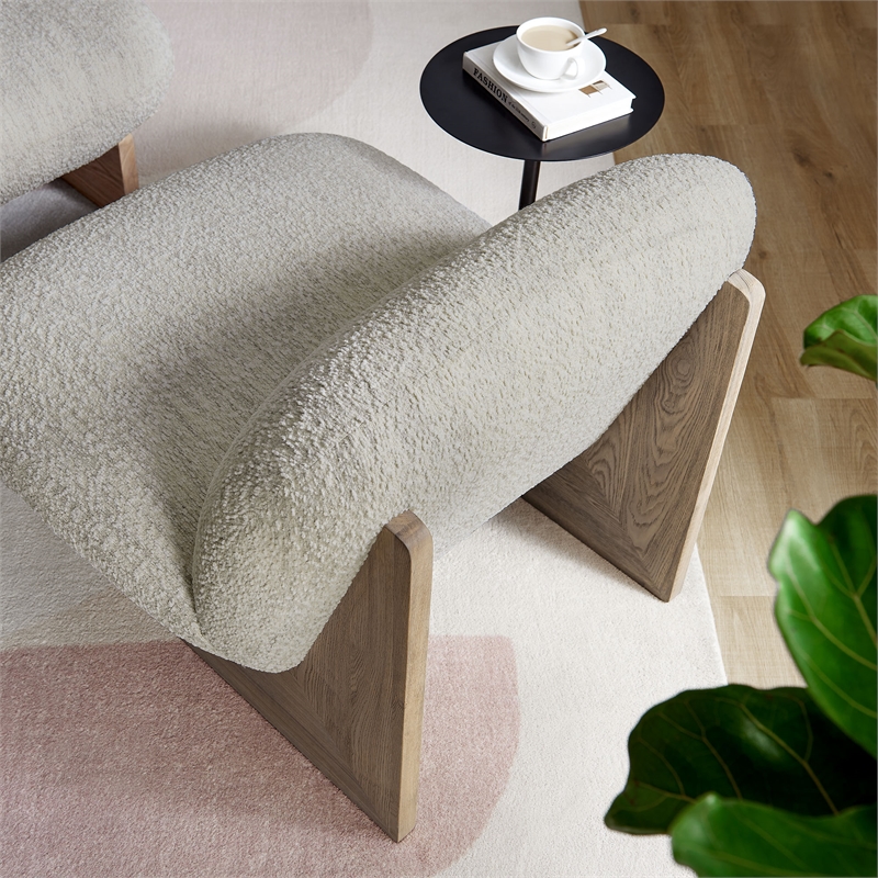 Loyal Accent Chair and Ottoman Set in Pearl Oak | Cymax Business