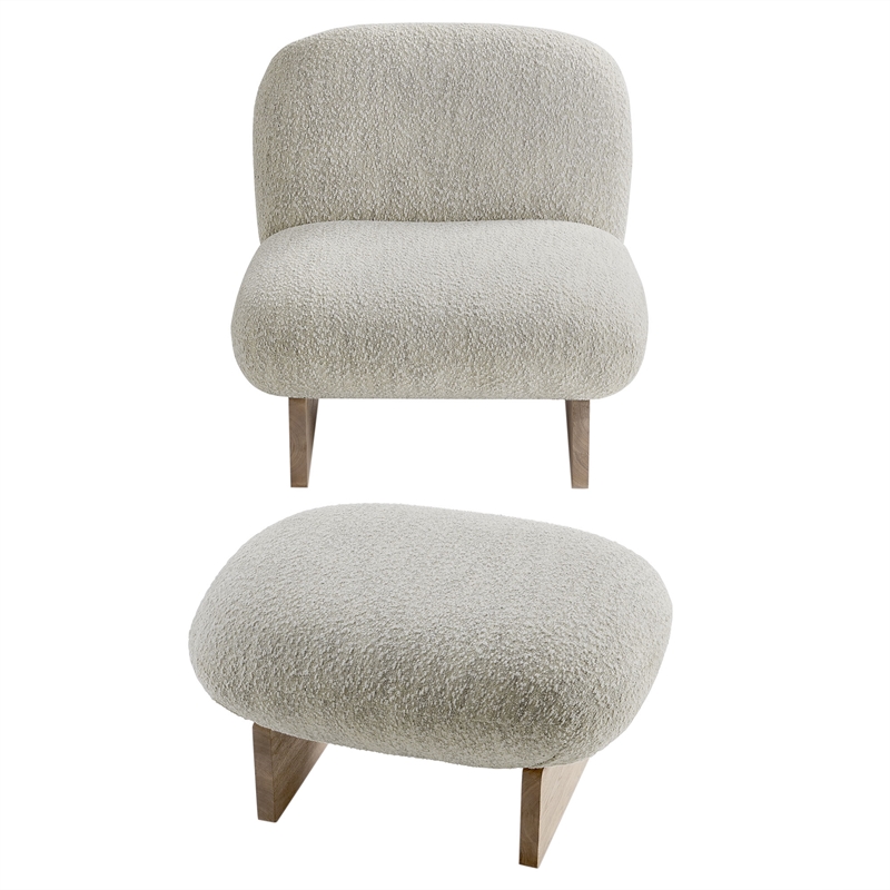 Loyal Accent Chair and Ottoman Set in Pearl Oak | Cymax Business