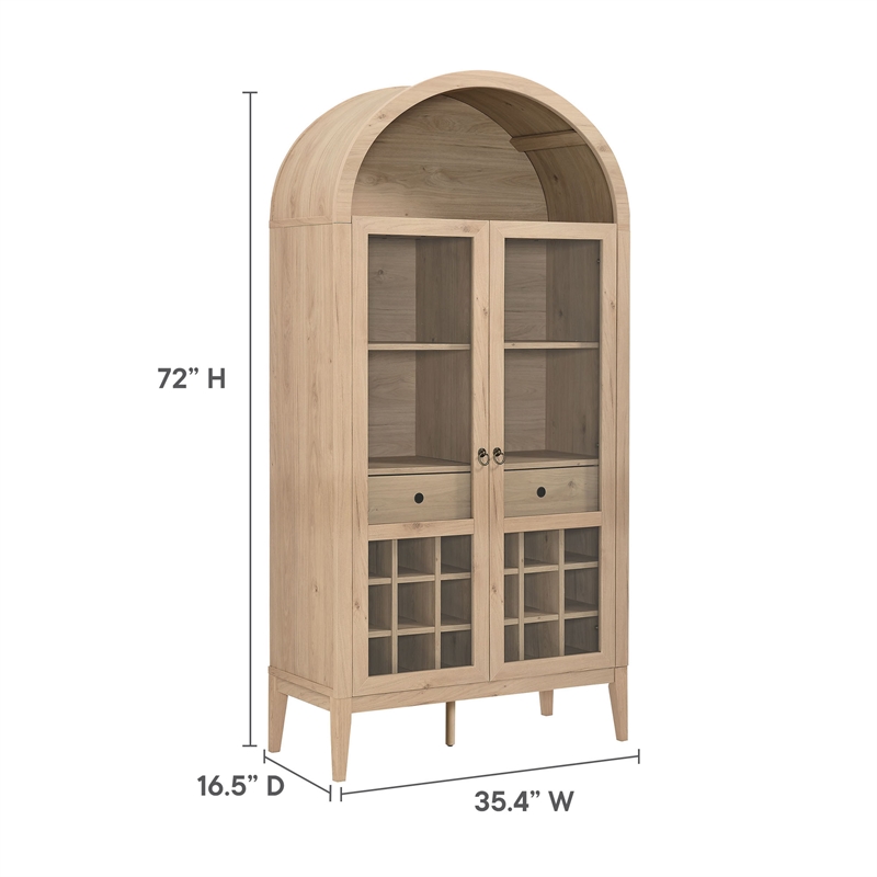 Nolan Arched Bar Cabinet in Light Oak | Cymax Business