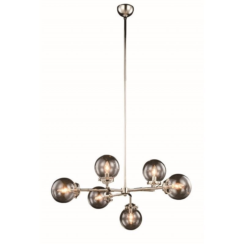 Elegant Lighting Leda 36" 6 Light Chandelier in Nickel - 1507G36PN