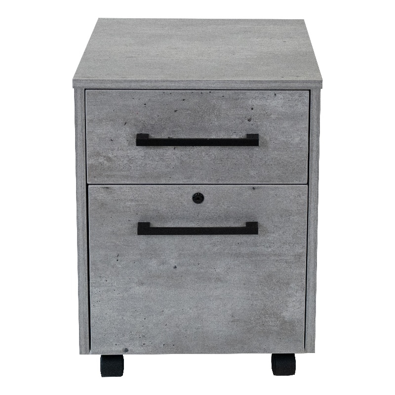 Modern Two Drawer Wood Laminate File Cabinet Fully Assembled Concrete ...