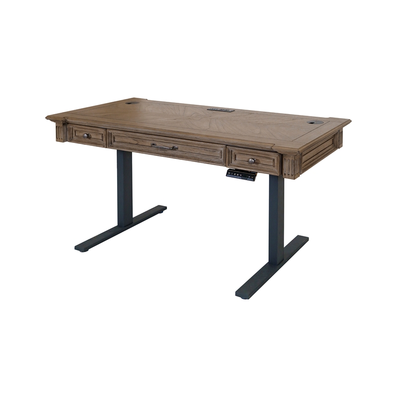 Traditional Wood Electronic Sit Stand Desk Standing Desk Light Brown ...