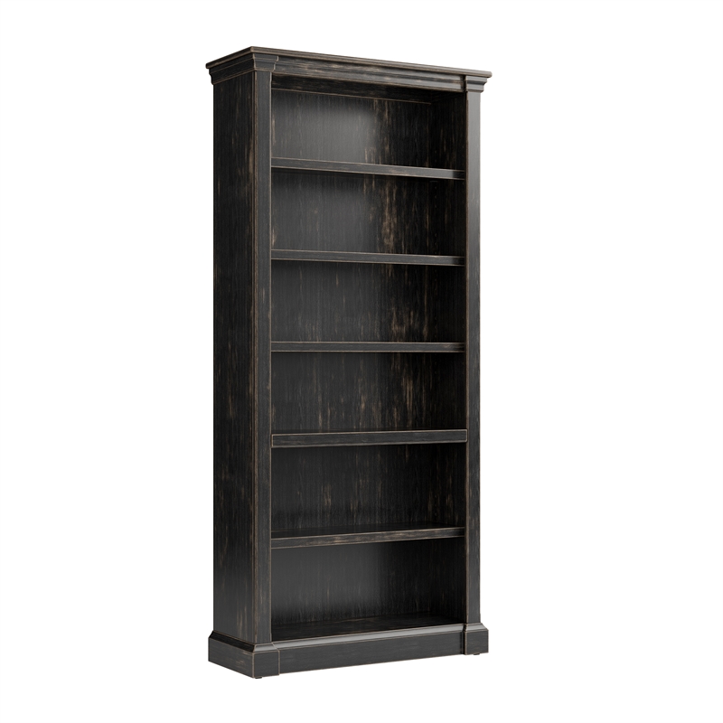 Traditional Wood Open Bookcase Office Shelving Storage Cabinet Dark ...