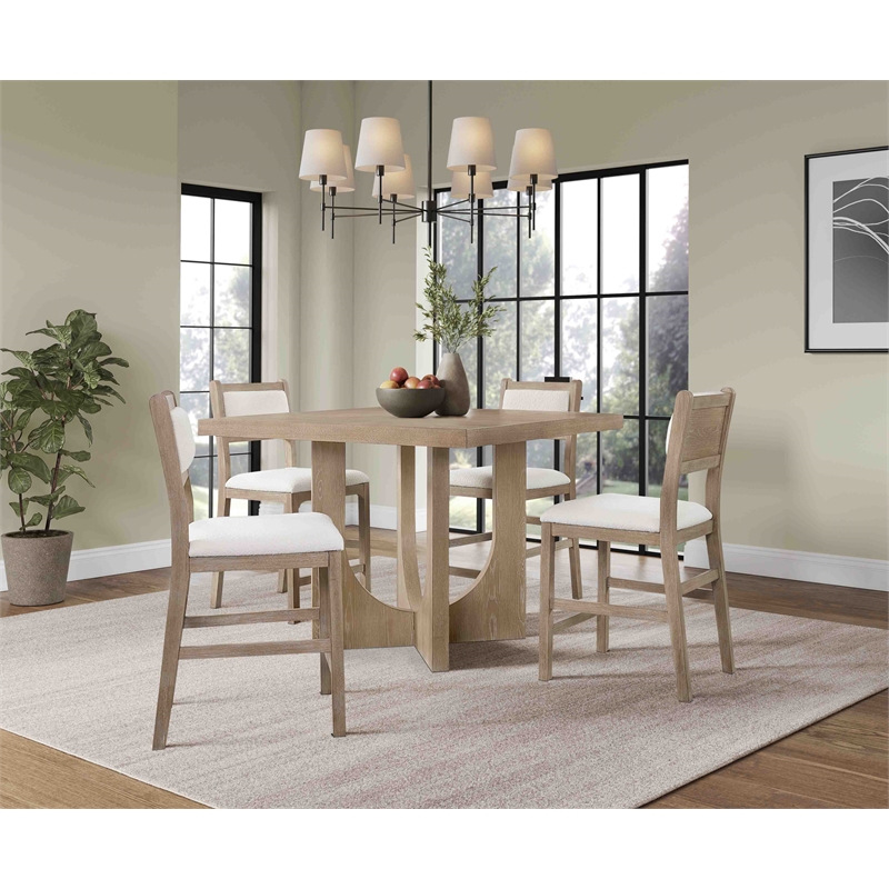 Modern Wood Counter Height Table with Four Chairs Light Brown | Cymax ...