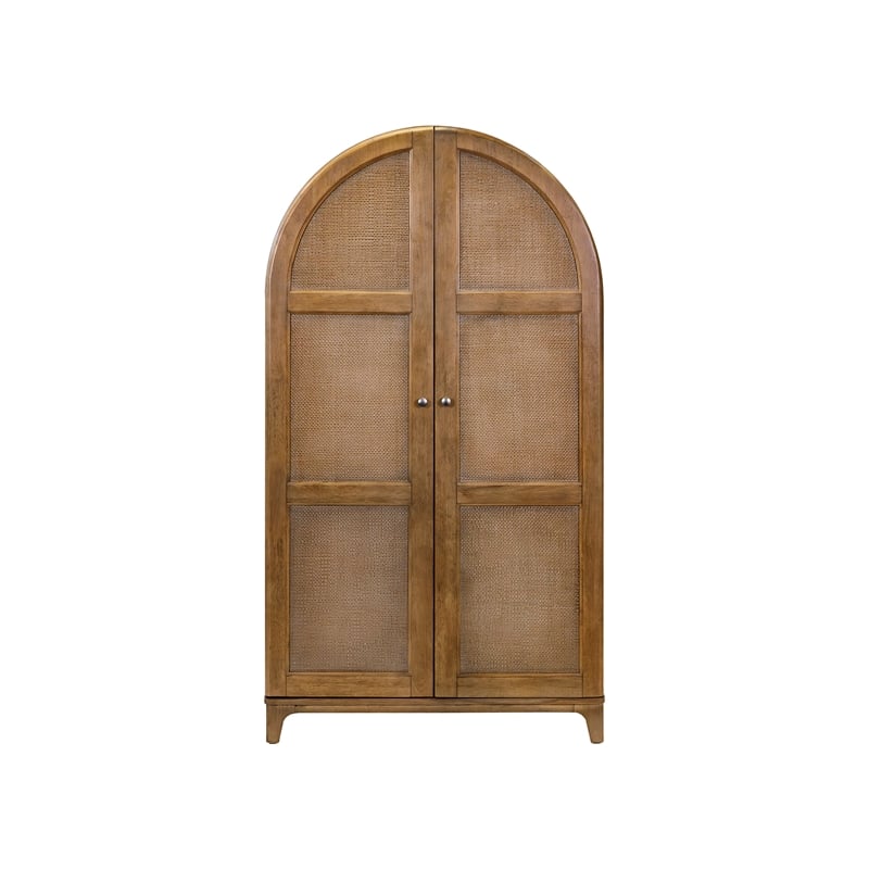 Coastal Arch shaped Bar Cabinet Dining Cabinet Fully Assembled Brown Wood
