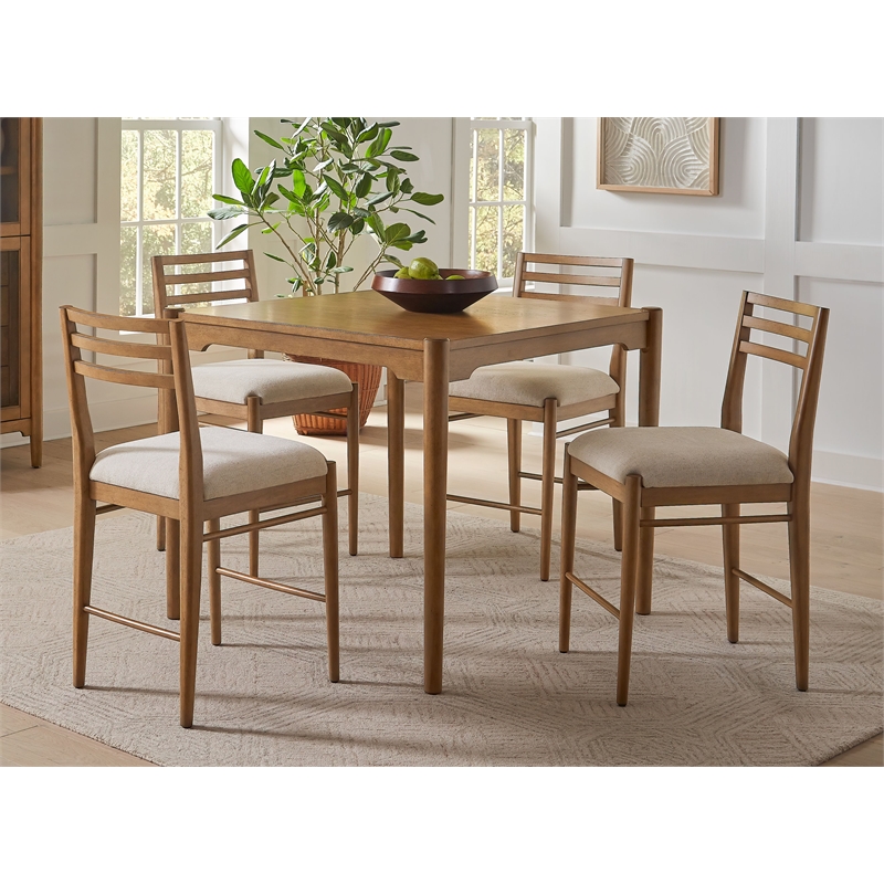 Modern Wood Square Counter Height Kitchen Table with Four Chairs Brown ...