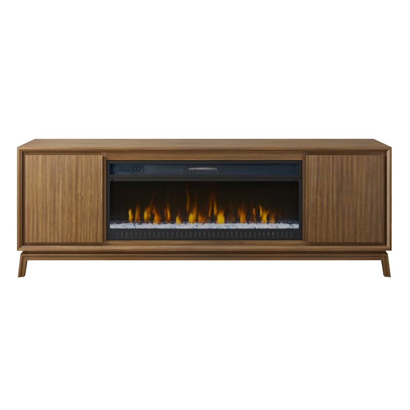 Modern Wood 80" Fireplace Console with doors Entertainment Fully ...