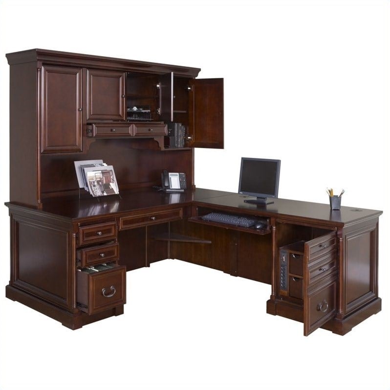 Martin Furniture Mount View Right Hand Executive Desk with Hutch in ...