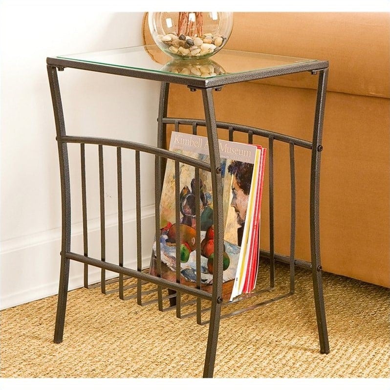 SEI Furniture Metal Magazine Table in Textured Black