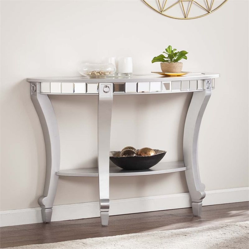 SEI Furniture Lindsay Glam Demilune Mirrored Console Table | Cymax Business