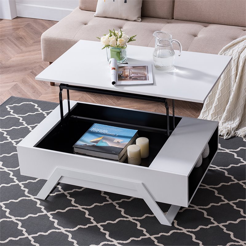 Southern Enterprises Lyra Lift Top Coffee Table in Fresh White | Cymax ...
