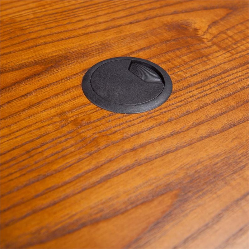 SEI Furniture Wood Corner Computer Desk in Mission Oak with Gun Metal ...