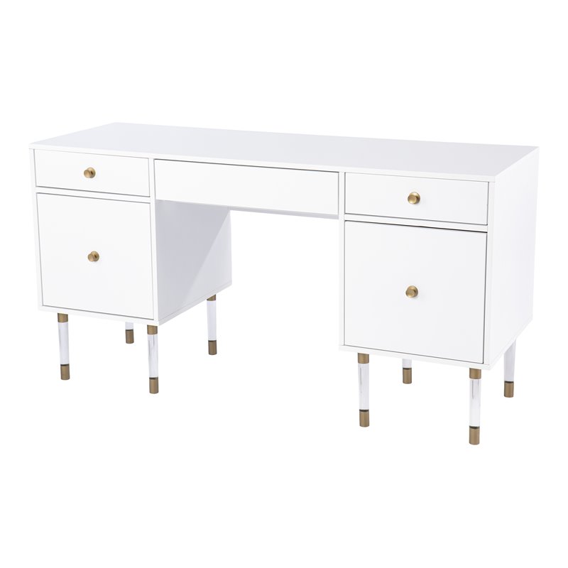 SEI Furniture Helston Modern Engineered Wood Writing Desk in White ...