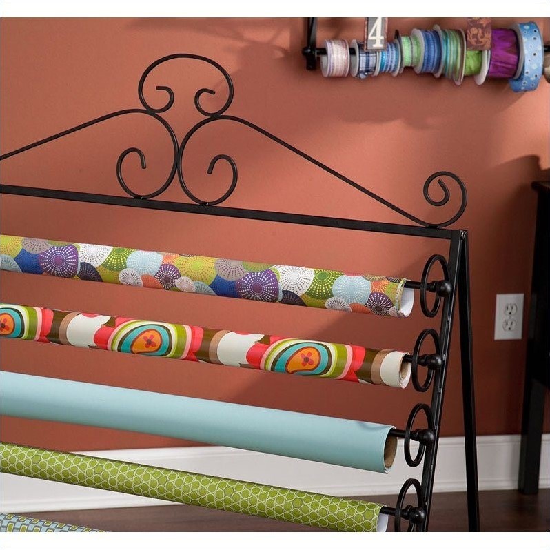 SEI Furniture Evelyn Easel-Wall Mount Craft Storage Rack in Black ...