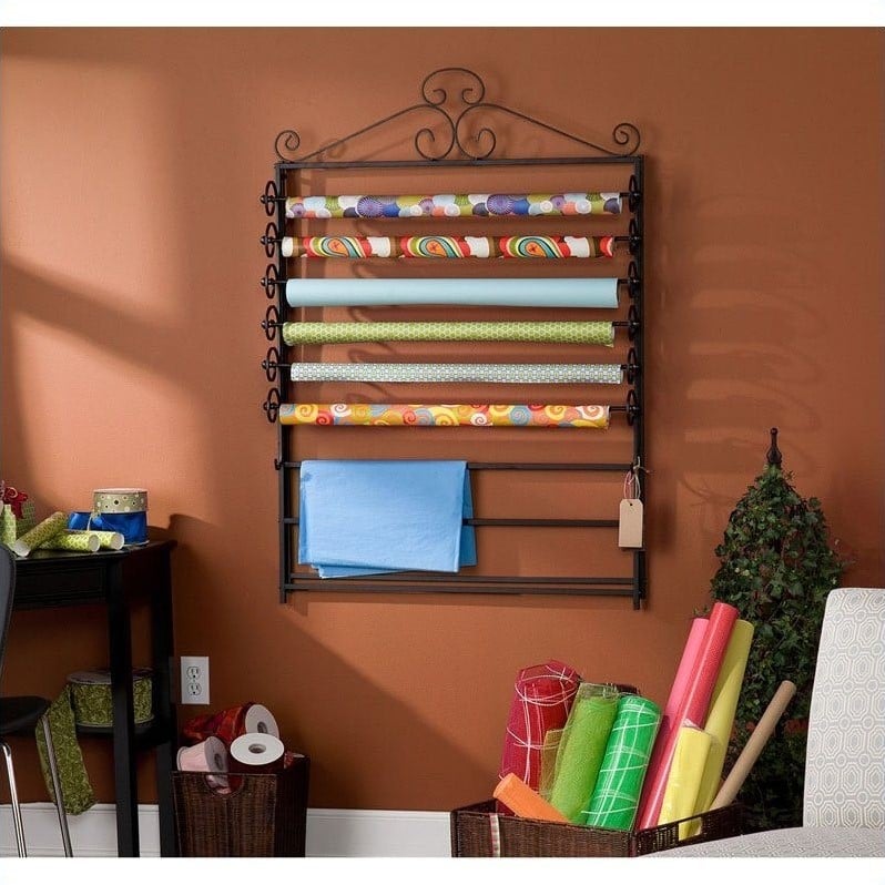 SEI Furniture Evelyn Easel-Wall Mount Craft Storage Rack in Black ...