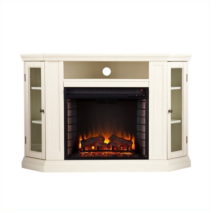 SEI Furniture Ponoma Convertible Media Electric Fireplace Ivory | Cymax ...