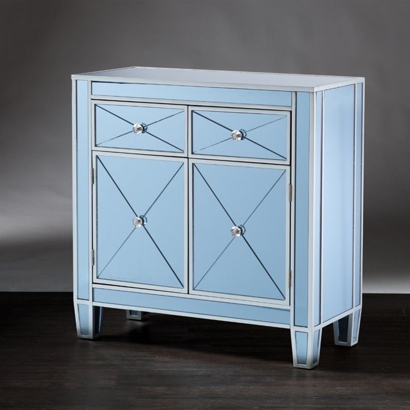 Southern Enterprises Mirage Colored Mirrored Accent Cabinet in Blue ... Southern Enterprises Mirage Colored Mirrored Accent Cabinet in Blue ...