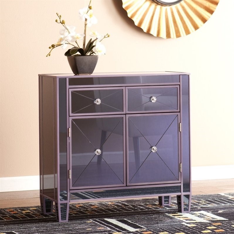 Southern Enterprises Mirage Colored Mirrored Accent Cabinet in Purple ... Southern Enterprises Mirage Colored Mirrored Accent Cabinet in Purple ...