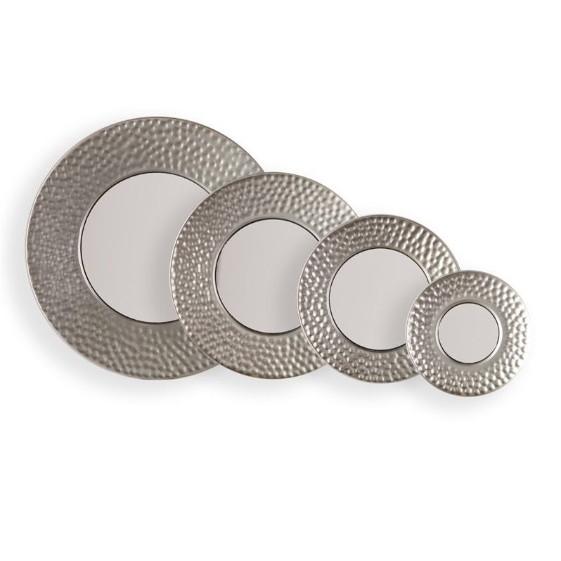 SEI Furniture 4 Piece Sphere Wall Mirror Set in Hammered Silver | Cymax ...