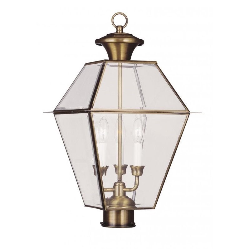 Livex Lighting Westover Outdoor Post Head in Antique Brass | Cymax Business