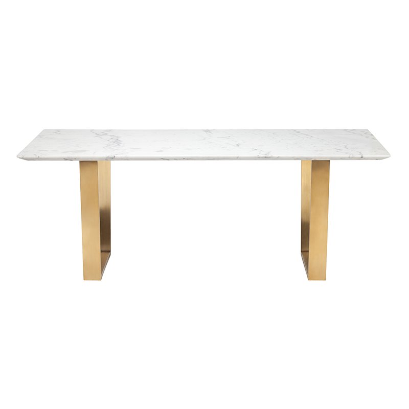 Nuevo Catrine Marble Top Dining Table in Gold and White | Cymax Business