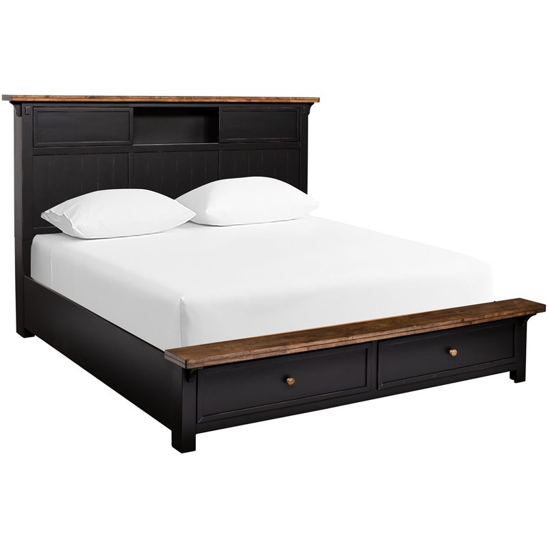 A-America Stone Creek Transitional Solid Wood Queen Panel Storage Bed ...