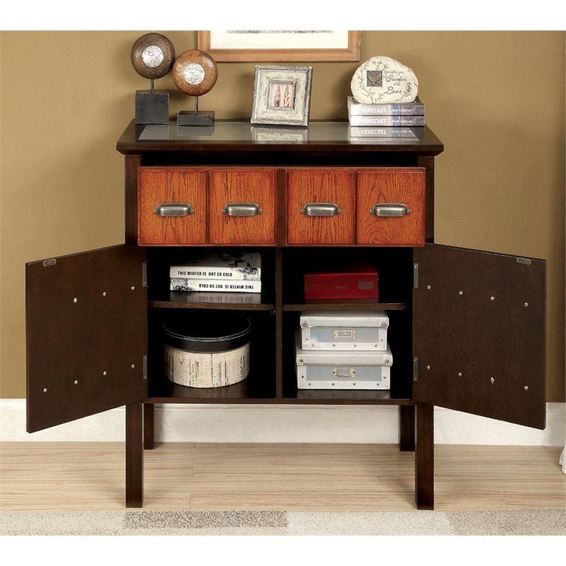 Furniture of America Issac Wood Multi-Storage Console Table in Walnut ...