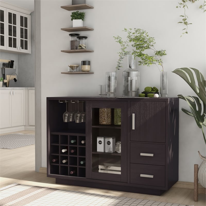 Furniture of America Payton Contemporary Wood Multi Storage Buffet in Cappuccino