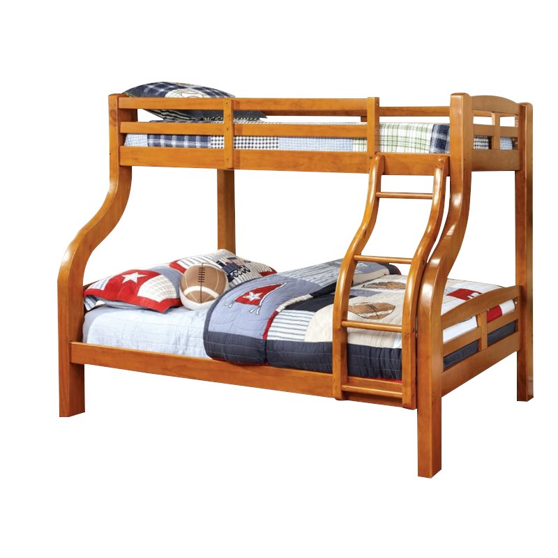 Furniture of America Gastrom Wood Twin over Full Bunk Bed in Oak | Bush ...