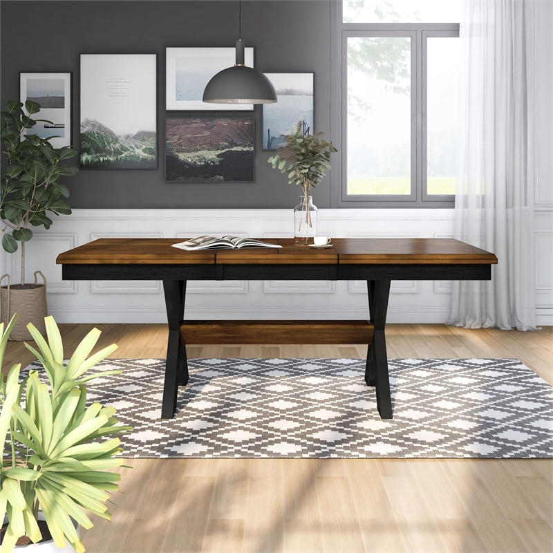 Furniture of America Hulledge Wood Extendable Dining Table in Dark Oak ...