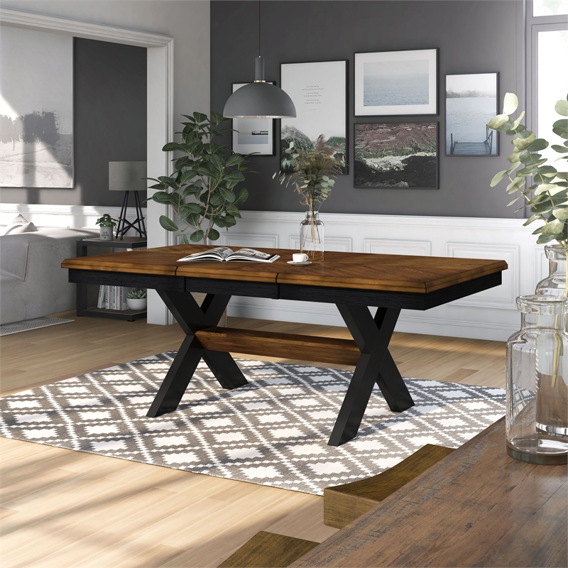 Furniture of America Hulledge Wood Extendable Dining Table in Dark Oak ...