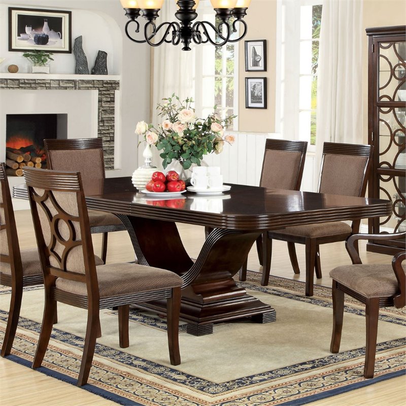 Furniture of America Bure Transitional Wood Dining Table in Walnut ...