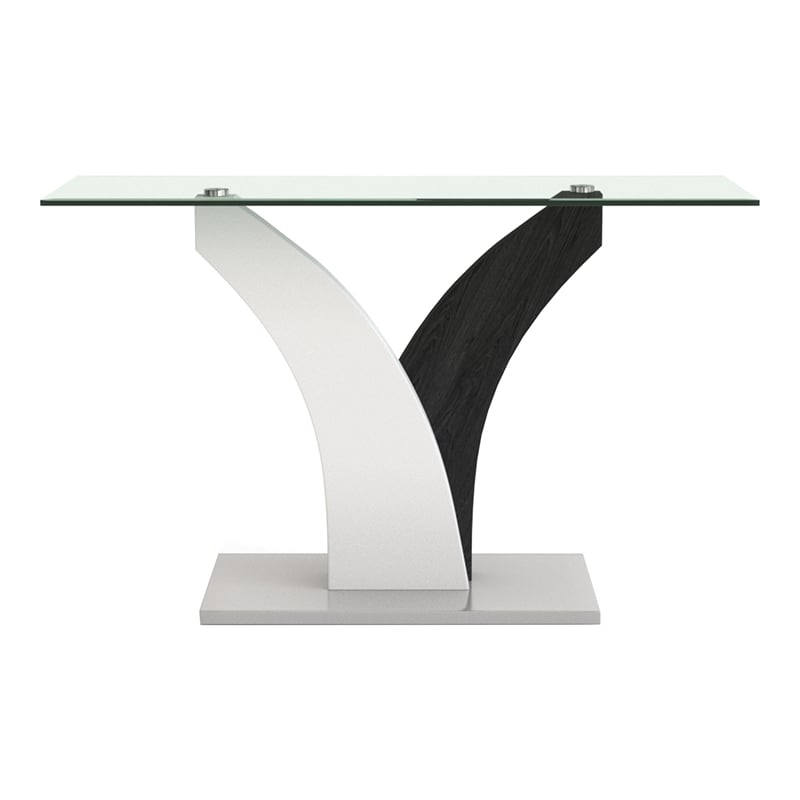 Furniture of America Tri Contemporary Glass Top Console Table in White ...