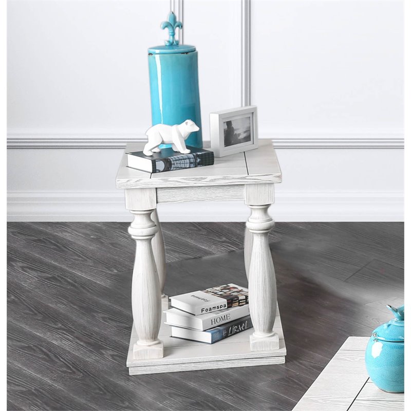 Furniture of America Lynton Rustic Wood Open Shelf End Table in Antique ...