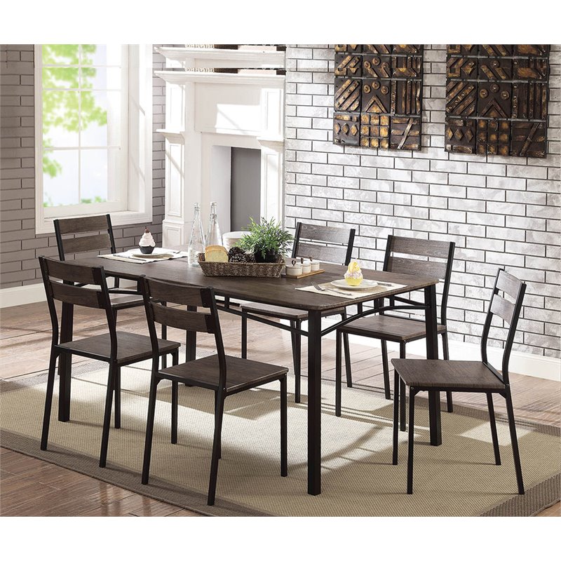Furniture of America Erma Transitional 7-Piece Wood Dining Set in ...