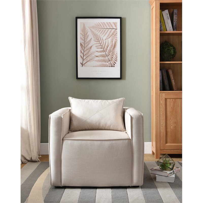 Furniture of America Charlie Modern Linen Fabric Accent Chair in Cream ...
