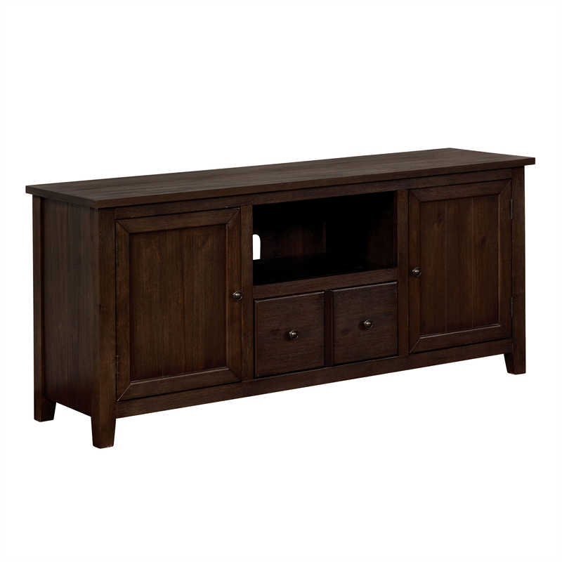 Furniture of America Burke Rustic Solid Wood 60-inch TV Stand in Dark ...