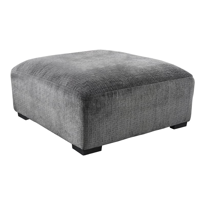 Furniture of America Turnstein Contemporary Chenille Square Ottoman in Gray