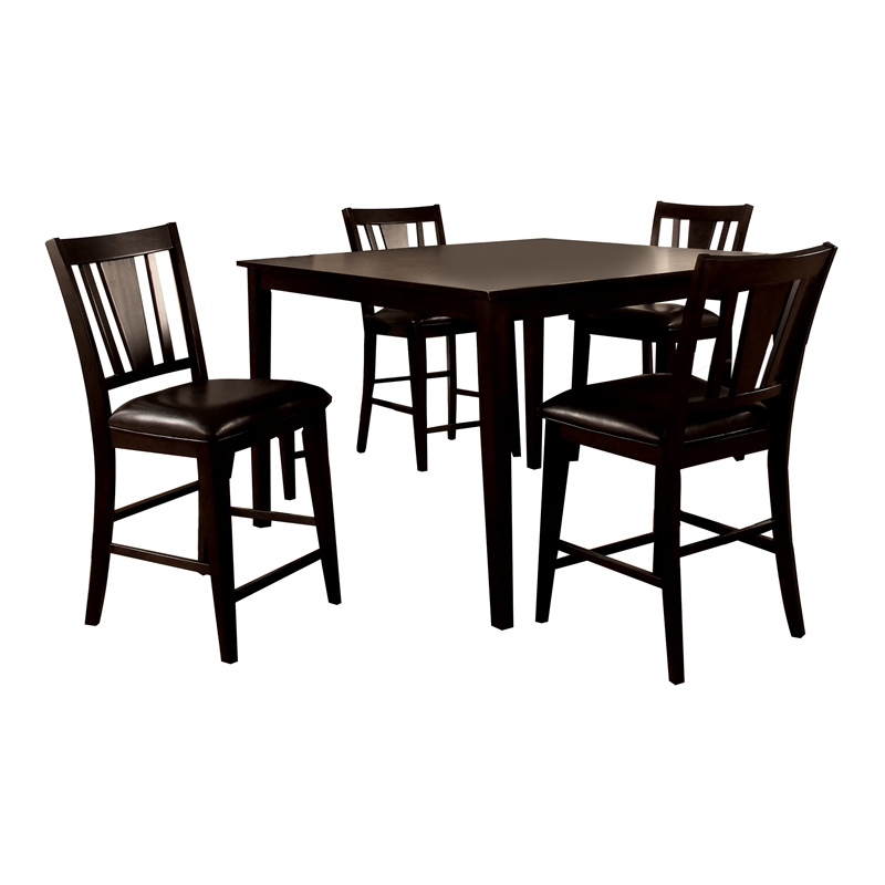 Furniture of America Orellana Wood 5-Piece Counter Height Dining Set in ...