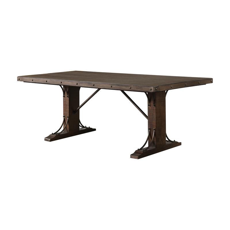 Furniture of America Arlyne Solid Wood Rectangle Dining Table in Rustic ...