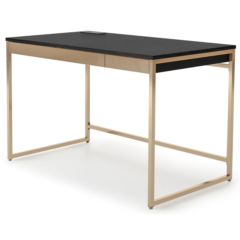 Furniture of America Abair Metal Writing Desk with USB Port in Black ...