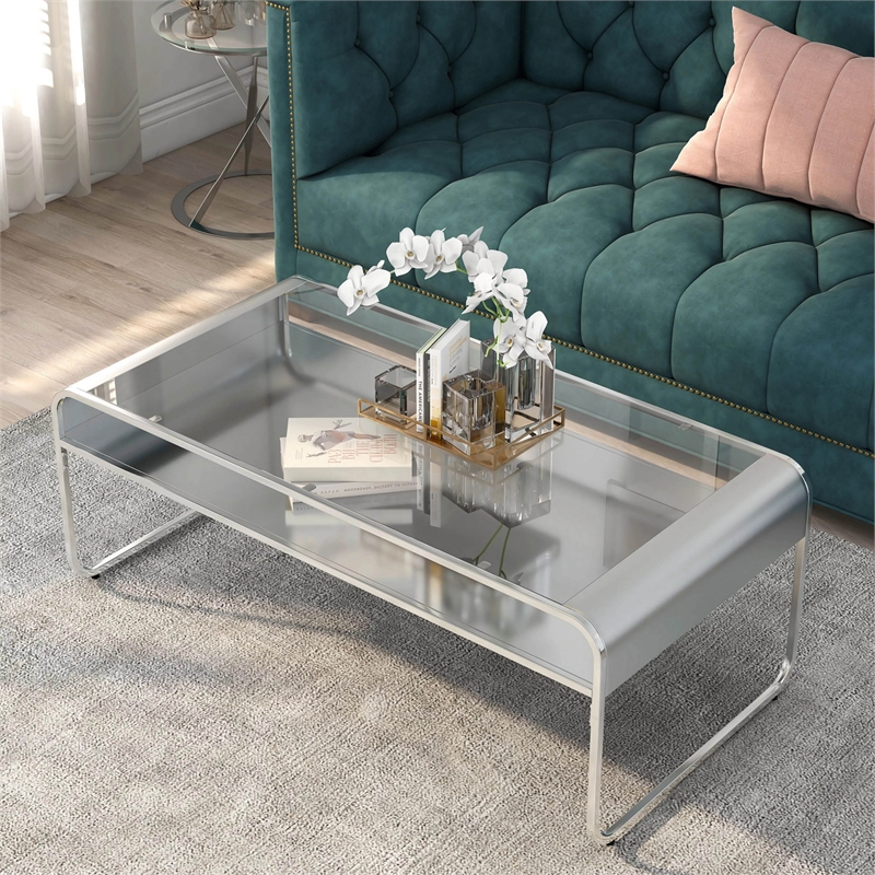 Contemporary glass and chrome coffee table store