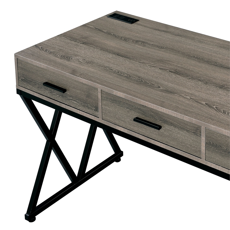 Furniture of America Ovell Industrial Metal Writing Desk with USB in ...
