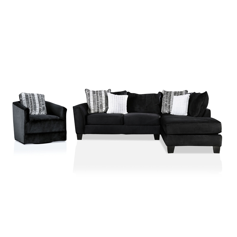 Black Microfiber Sectional Sofa