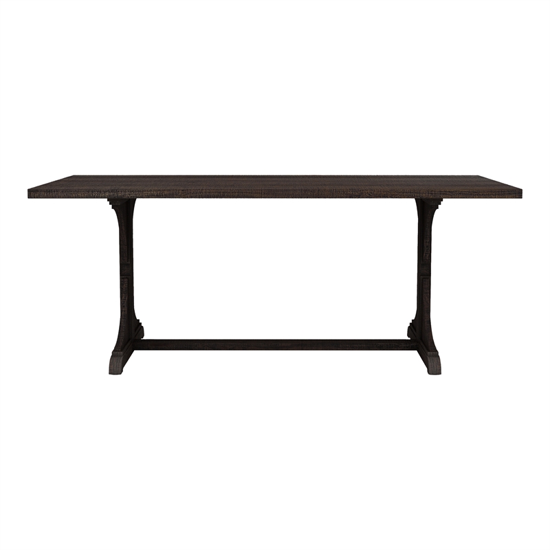 Furniture of America Taz Rustic Solid Wood Trestle Dining Table in Black