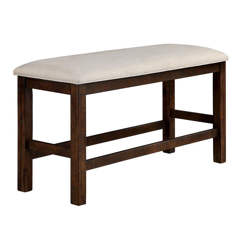 Furniture of America Ena Rustic Solid Wood Padded Counter Height Bench ...