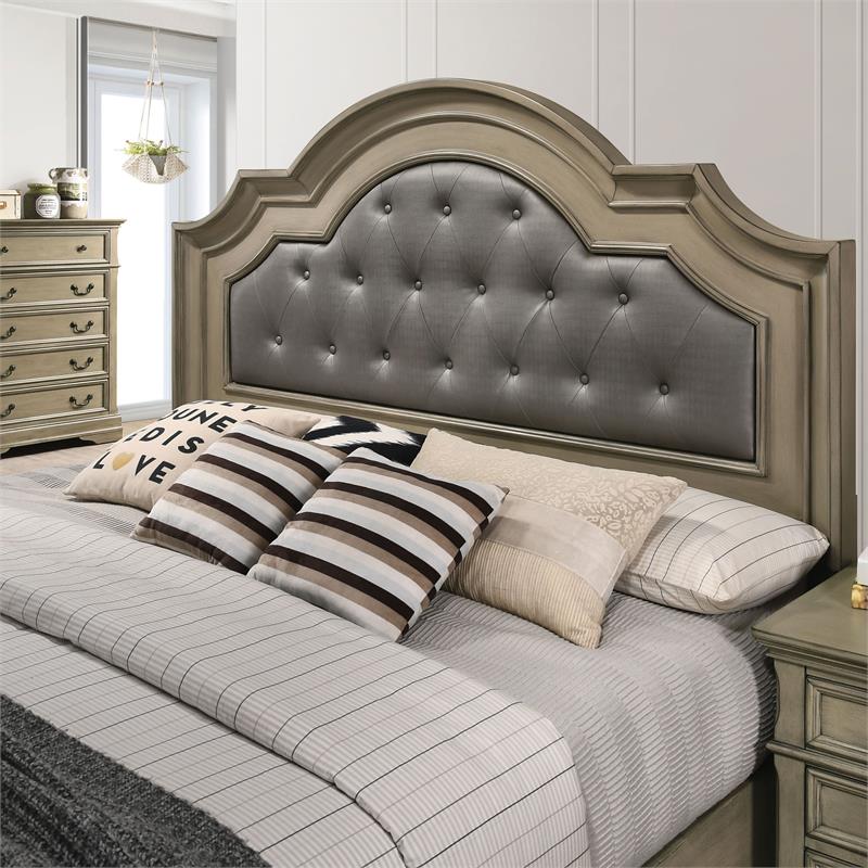Furniture of America Bunde Wood Tufted Headboard Queen Bed in Gray ...
